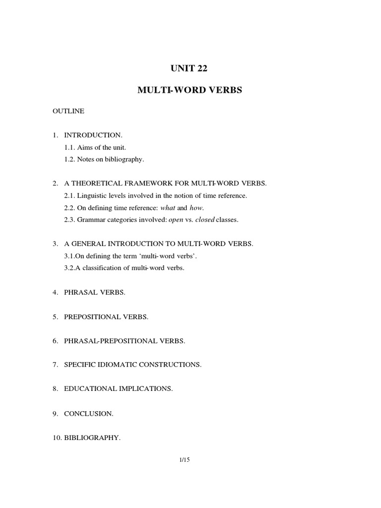 Multi Word Verbs | PDF | Part Of Speech | Preposition And Postposition