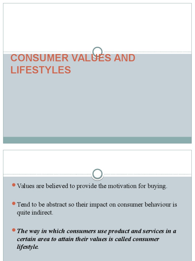 Consumer Values and Lifestyles | PDF | Value (Ethics) | Consumer Behaviour