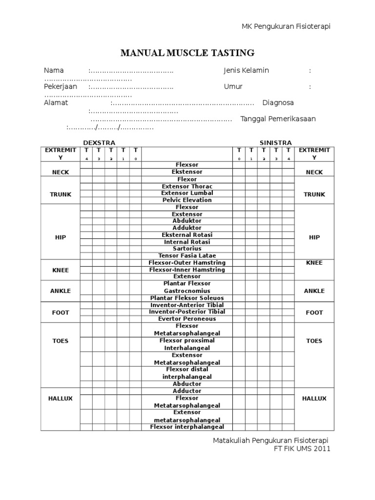 (Assesment) Pemeriksaan MMT Otot | PDF