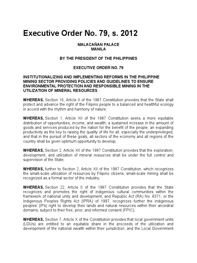 Eo 79 | PDF | Mining | Environmental Impact Assessment