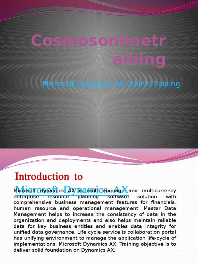 Microsoft Dynamics AX Online Training | PDF | Class (Computer Programming) | Object (Computer ...