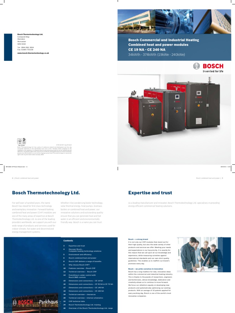 Bosch CHP Brochure | PDF | Cogeneration | Water Heating