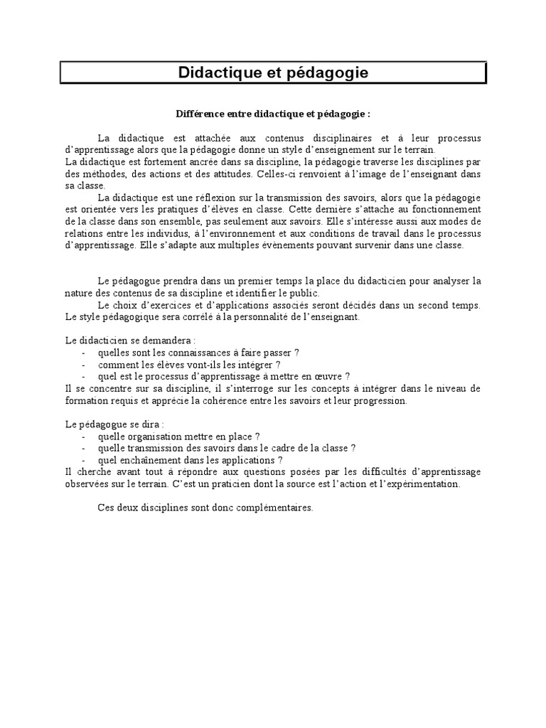 Didactique Et Pedagogie | PDF | Évolution de carrière