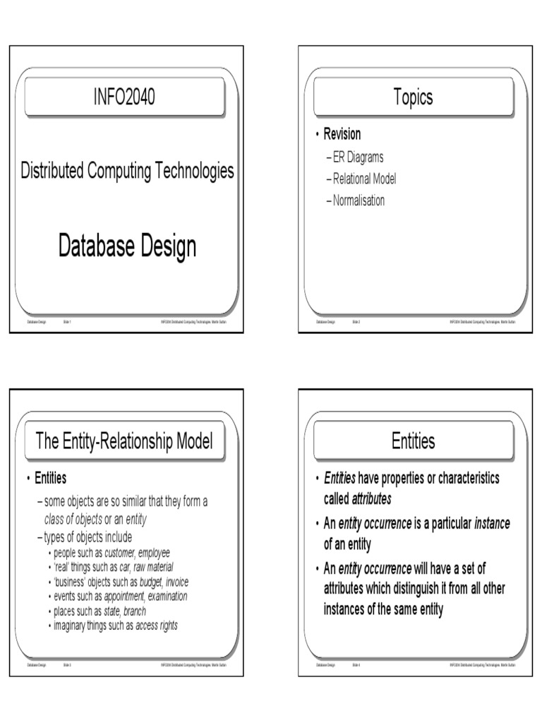 Database Design: INFO2040 Distributed Computing Technologies Topics ...