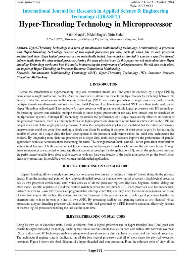 Hyper Threading Technology in Microprocessors | PDF | Central Processing Unit | Multi Core Processor