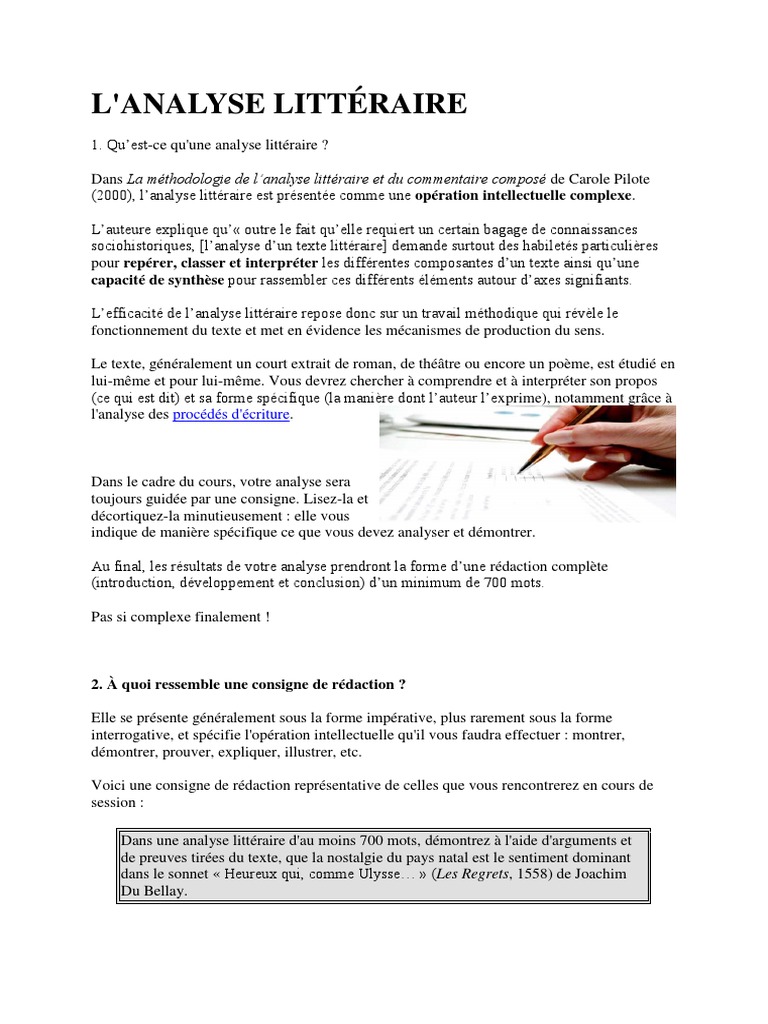 Analyse Litteraire | Lecture (Processus) | Langues