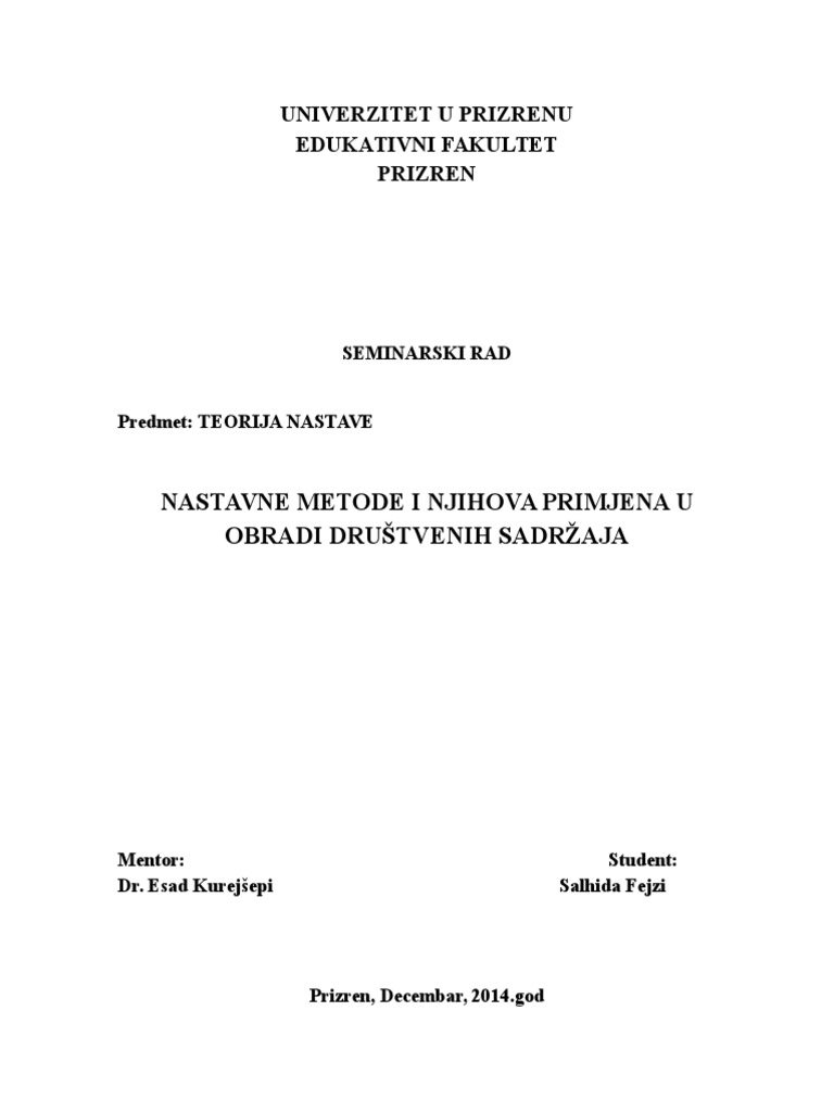 Nastavne Metode | PDF