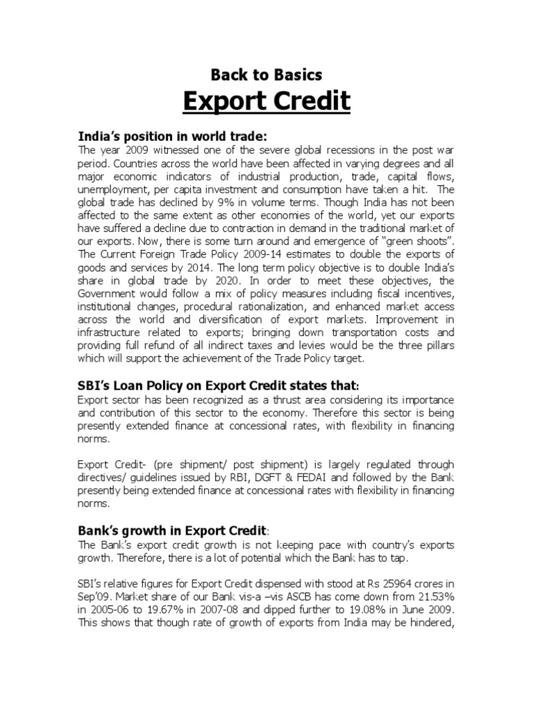 Export Credit | PDF | Letter Of Credit | Credit (Finance)