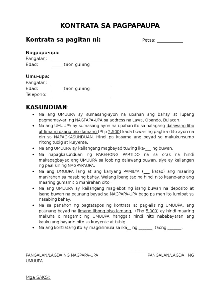 Kontrata Sa Pagpapaupa