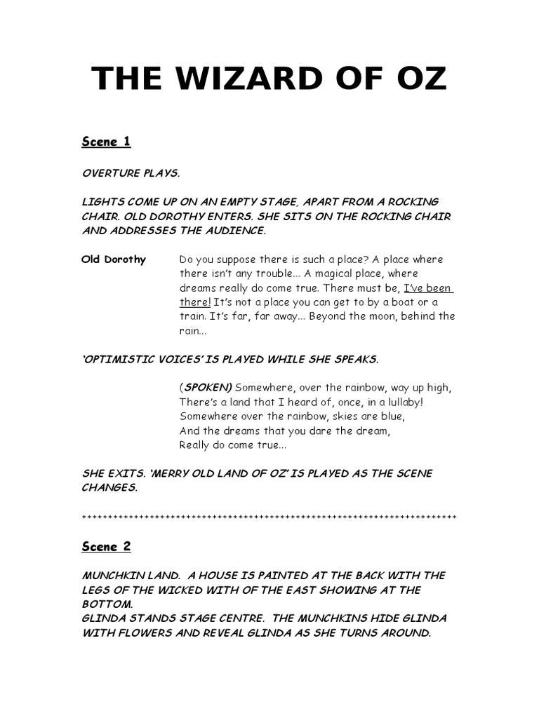Wizard of Oz Panto Script | PDF | Yellow Brick Road | Dorothy Gale