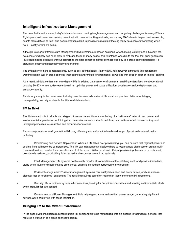 Intelligent Infrastructure Management | PDF | Data Center | Provisioning
