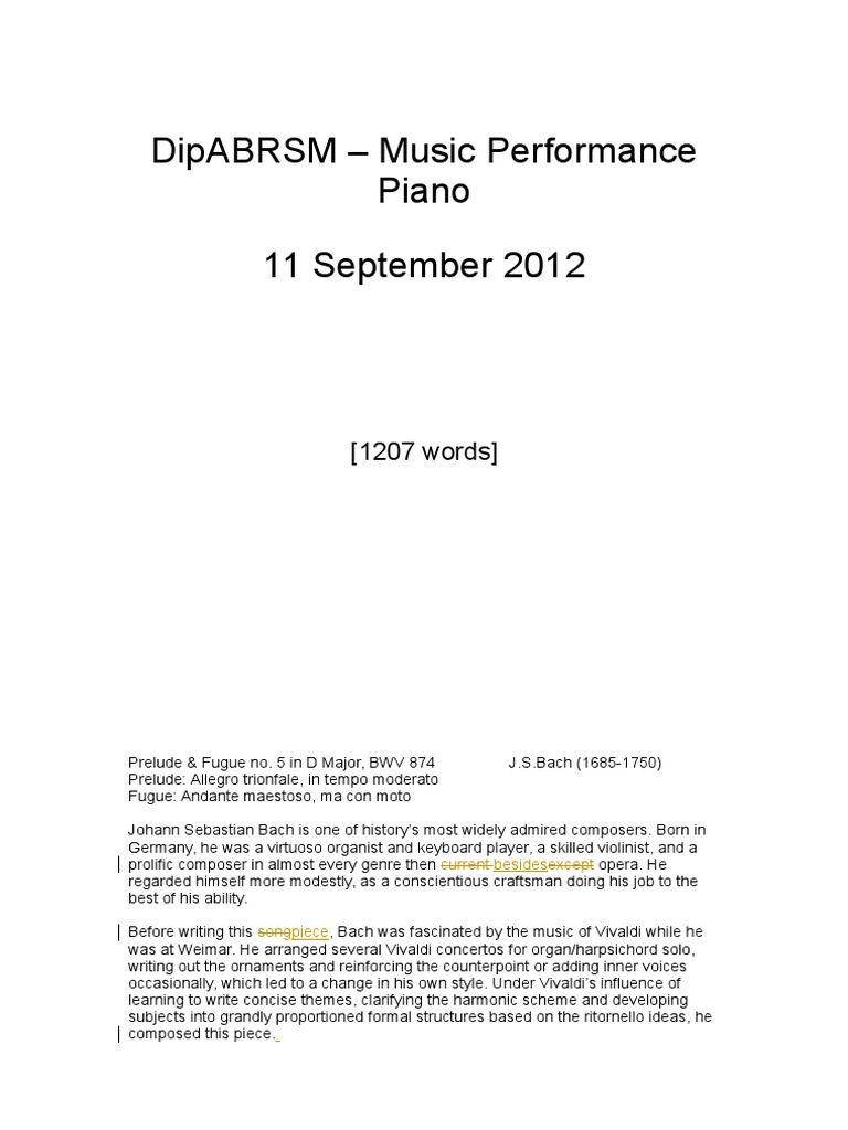 DipABRSM Programme Notes | Download Free PDF | The Well Tempered ...