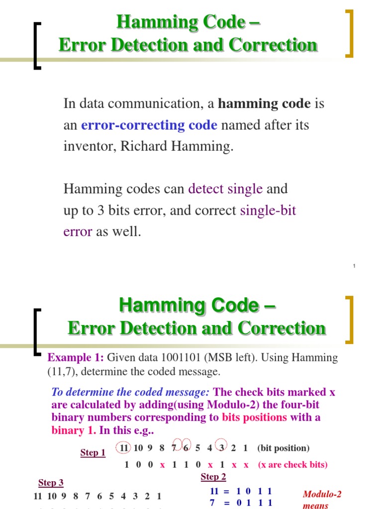 Hamming Code | PDF | Error Detection And Correction | Data Transmission