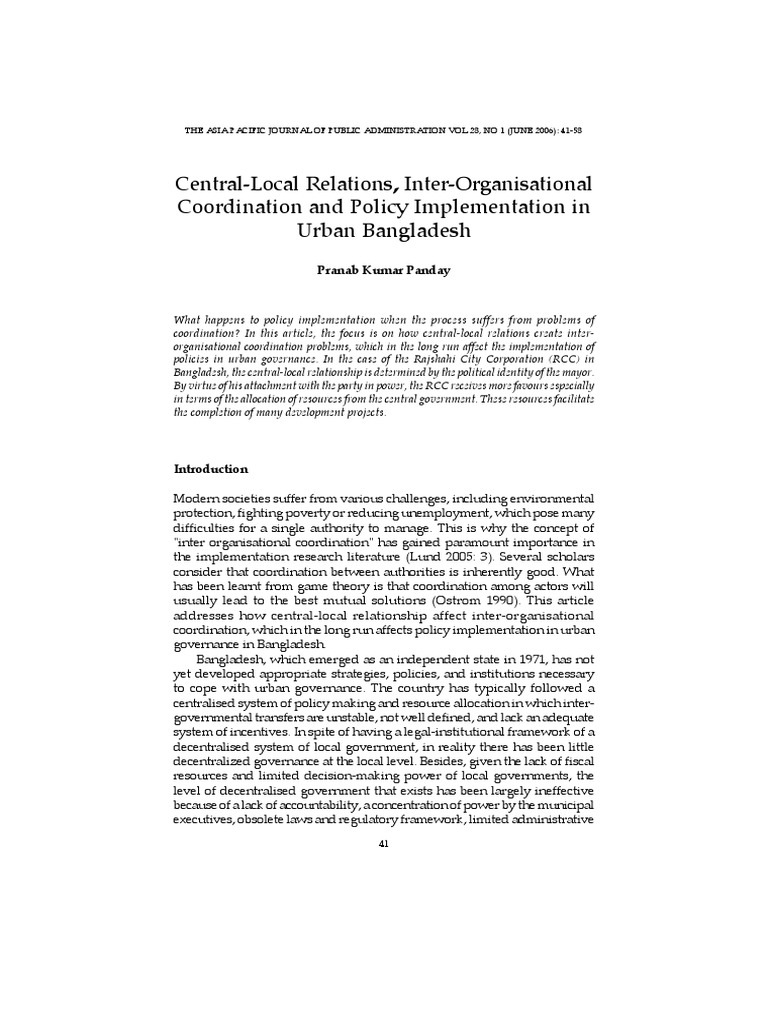 Policy Implementation Bangladesh | PDF | Policy | Local Government