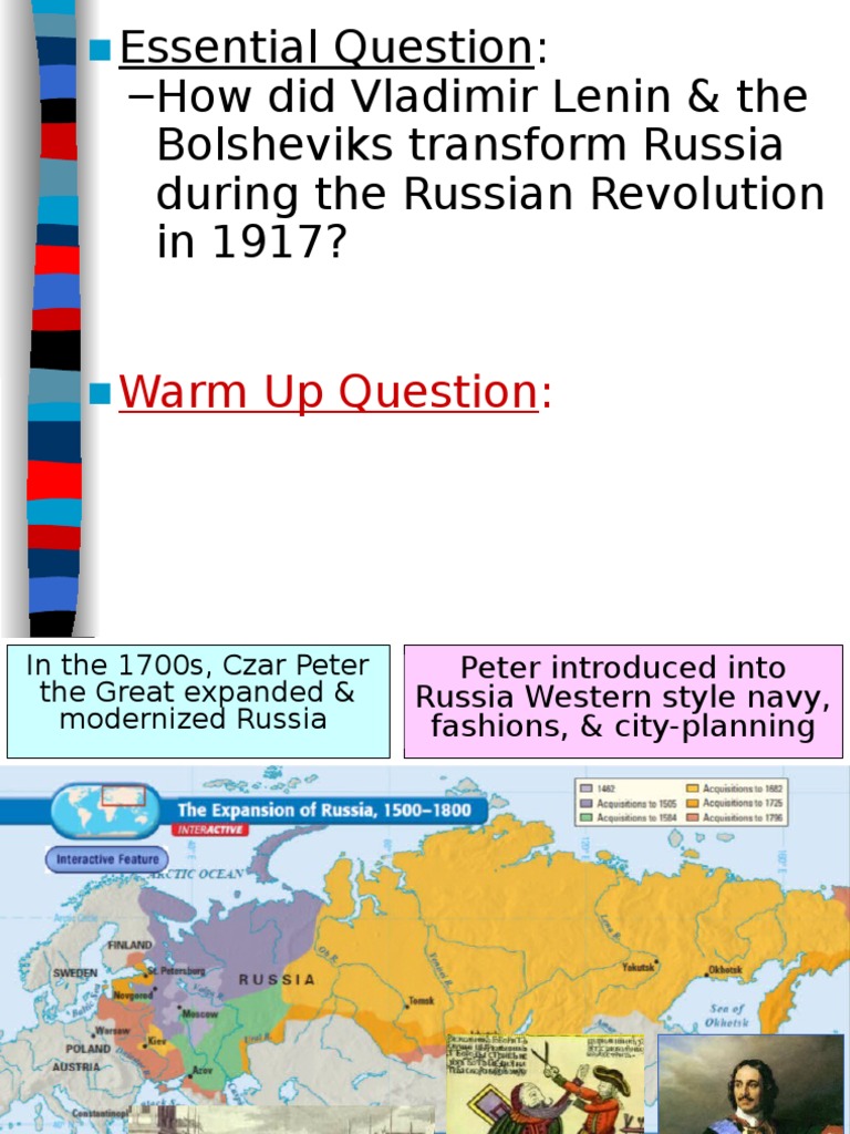 Essential Question: - How Did Vladimir Lenin & The Bolsheviks Transform ...