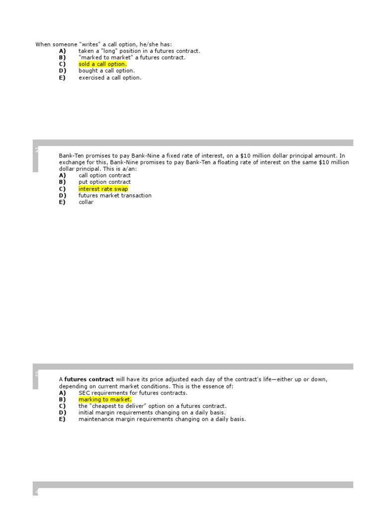MCQ FD Sample | PDF | Call Option | Option (Finance)
