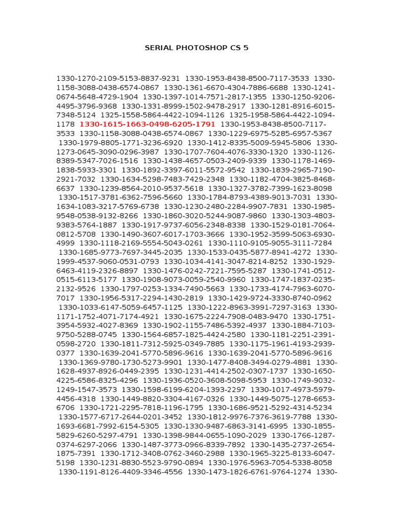 Photoshop CS5 Serial Numbers | PDF | Technology & Engineering