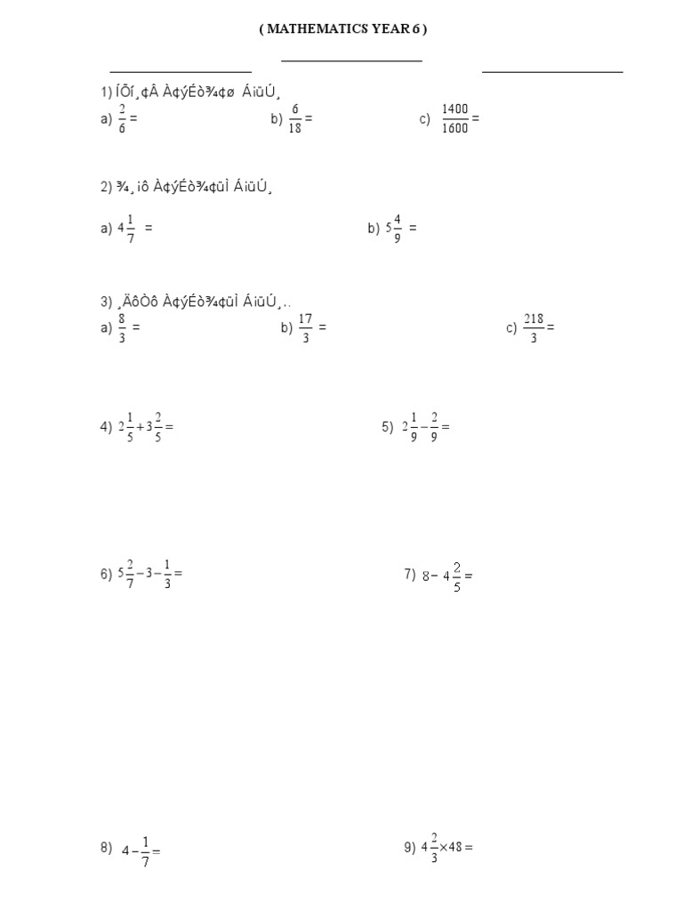 Year 6 Mathematics Practice Problems | PDF | Teaching Methods ...