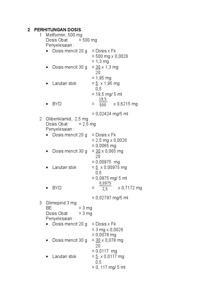Perhitungan Dosis DM | PDF