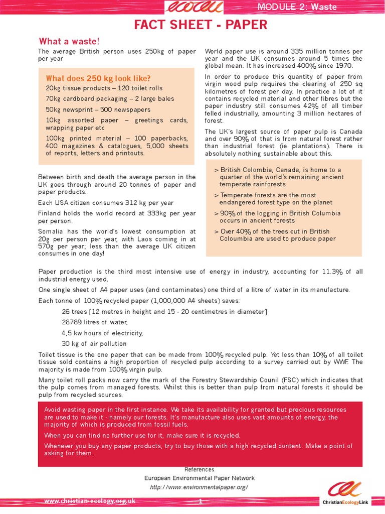 3 Paper Fact Sheet | PDF | Pulp (Paper) | Paper