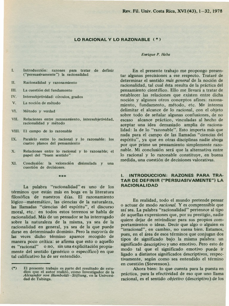 Haba Lo Racional y Lo Razonable | PDF | Razón | Racionalidad