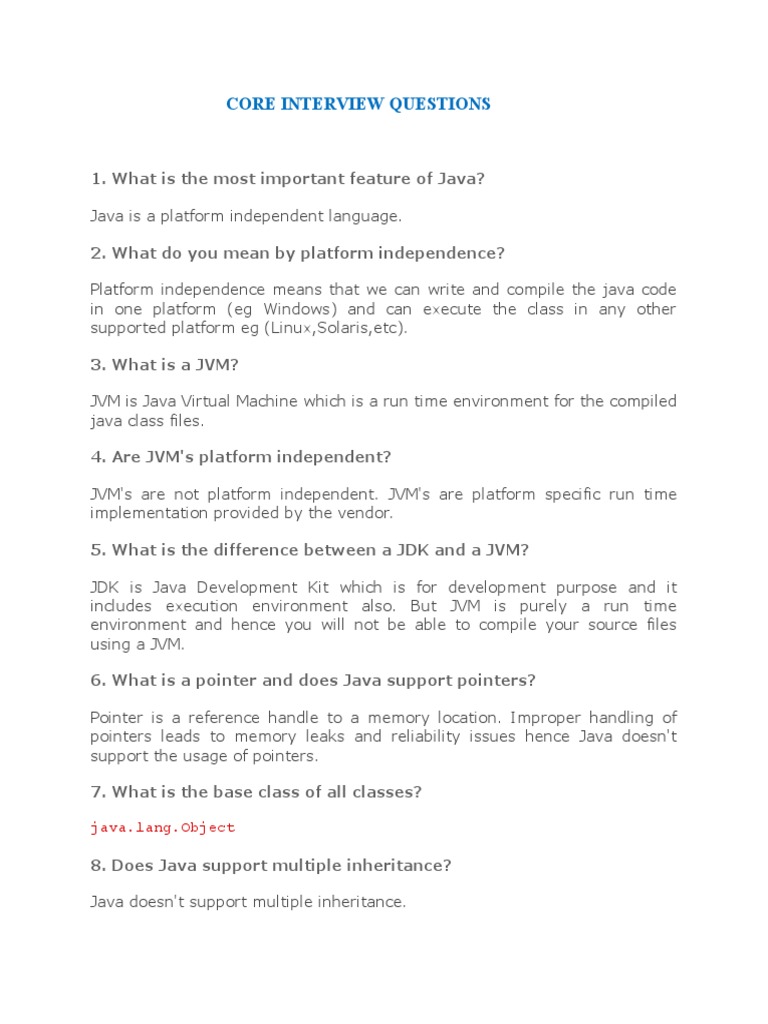 Core Interview Questions | PDF | Class (Computer Programming) | Method (Computer Programming)