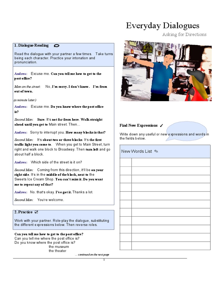 Everyday Dialogues: Asking For Directions | PDF