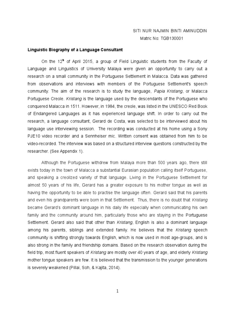 Kristang Language Preservation | PDF | Portuguese Language | First Language
