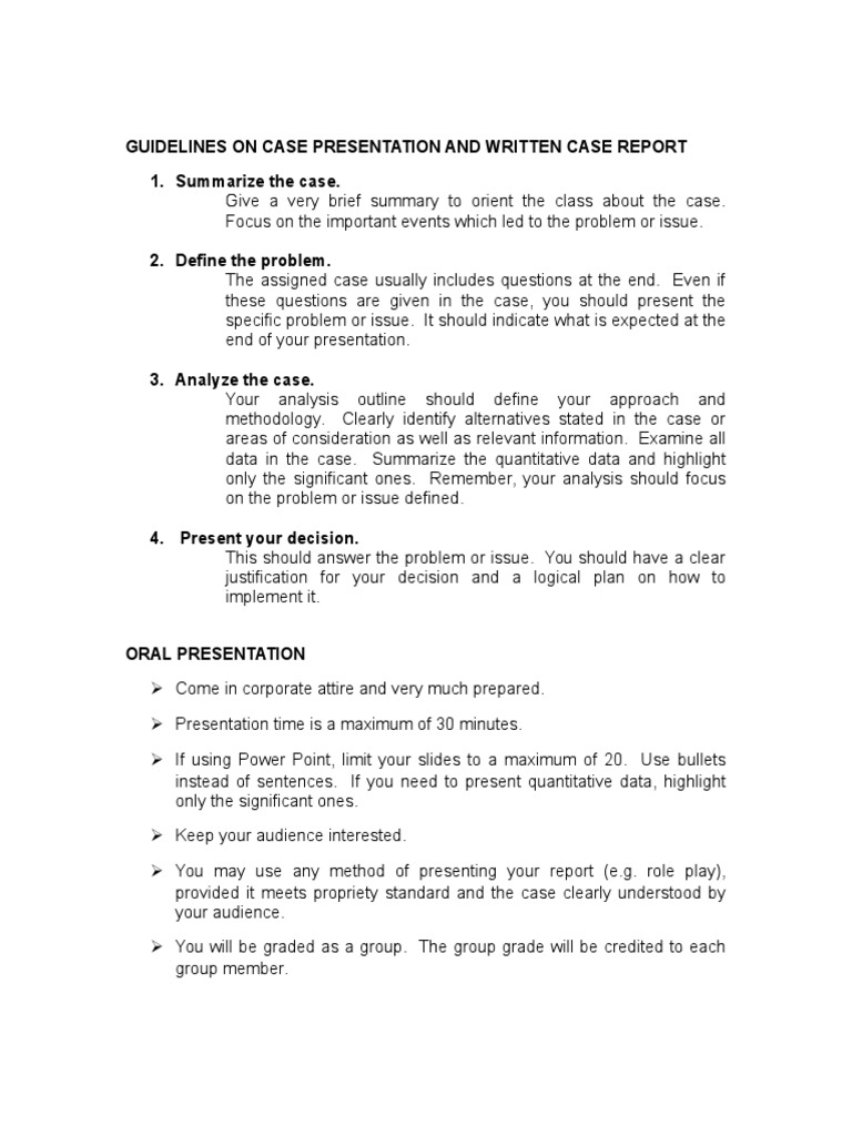 Case Presentation & Report Guide | PDF