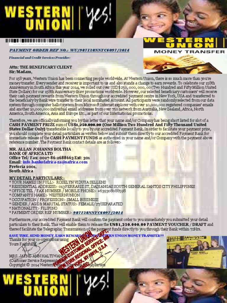 Western Union Payment Order Authorization PDF | PDF | Western Union ...