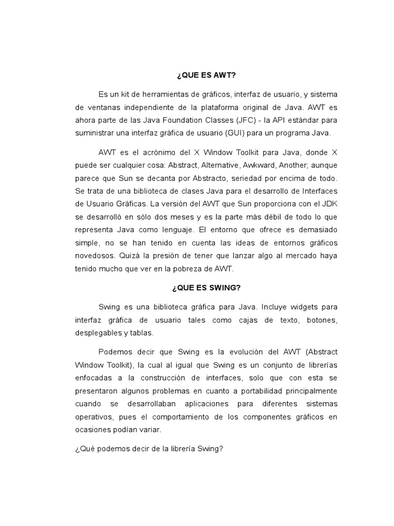 Libreria AWT y Swing | PDF | Java (lenguaje de programación ...