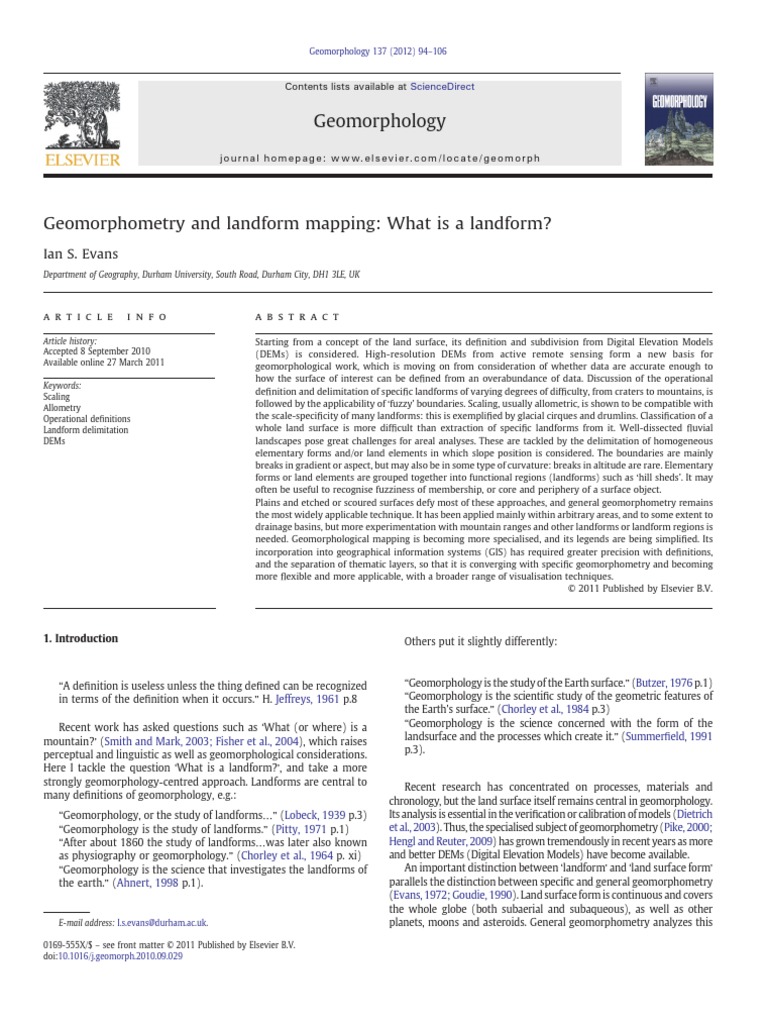 Geomorphometry and Landform Mapping, What Is A Landform | PDF | Lidar ...