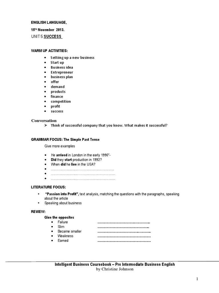 Unit 5:success: Conversation | PDF