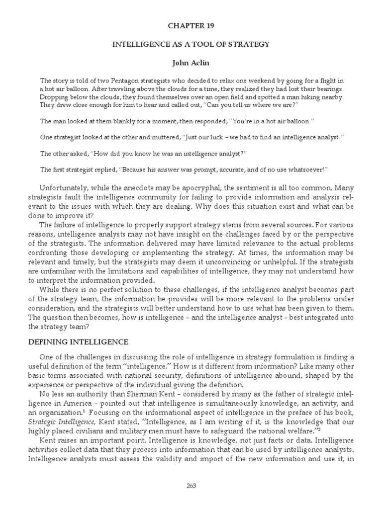 Integrating Intelligence in Strategy | PDF | Intelligence Analysis ...