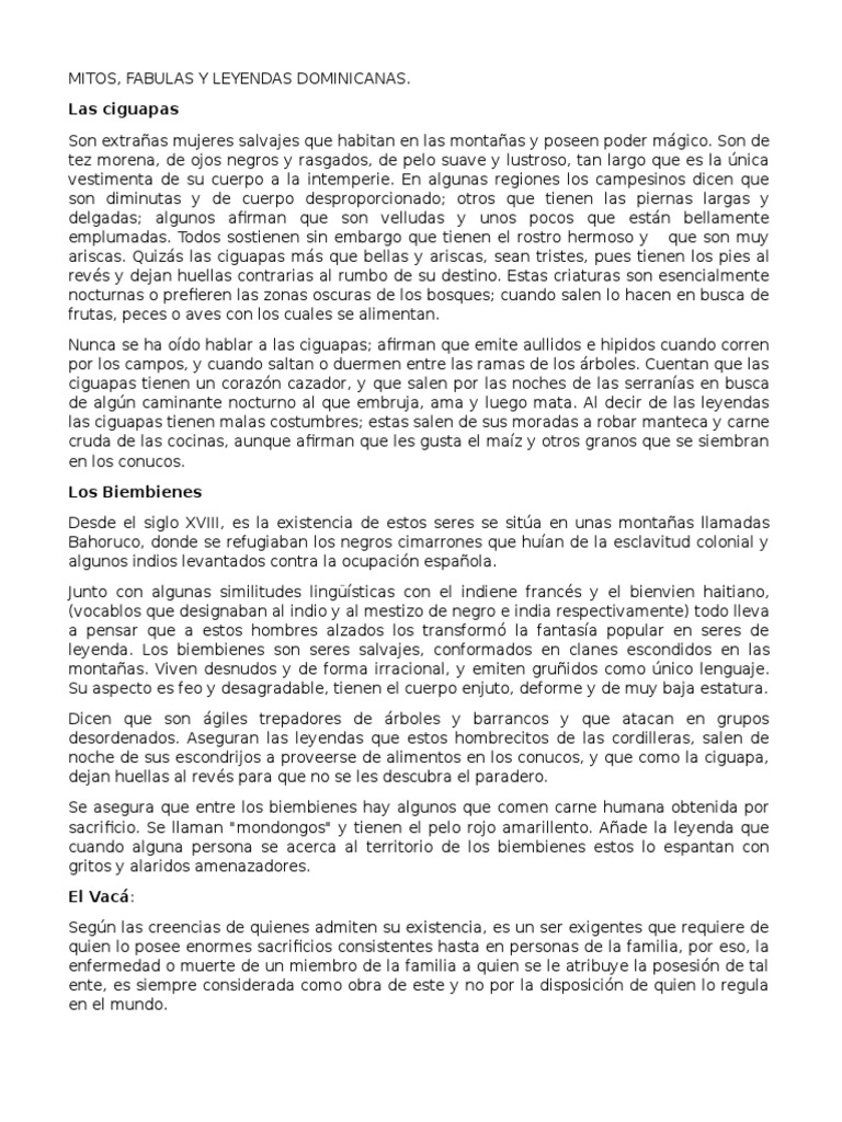 Mitos y Leyendas de la República Dominicana | PDF | Brujería ...