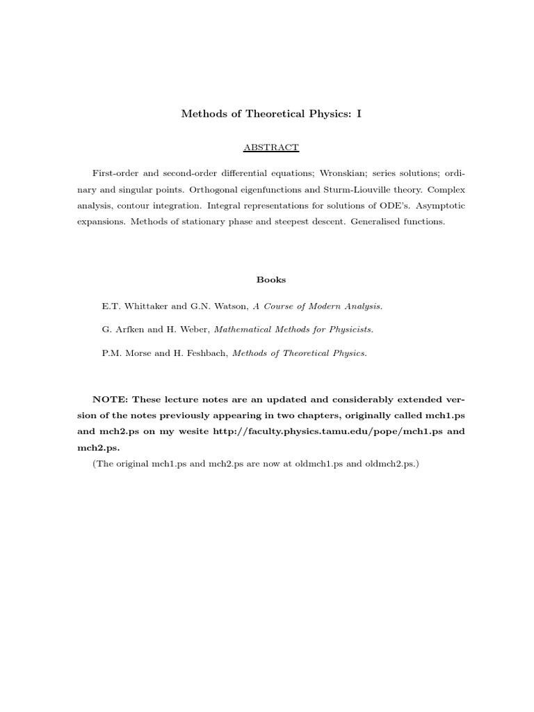 Methods of Theoretical Physics | PDF