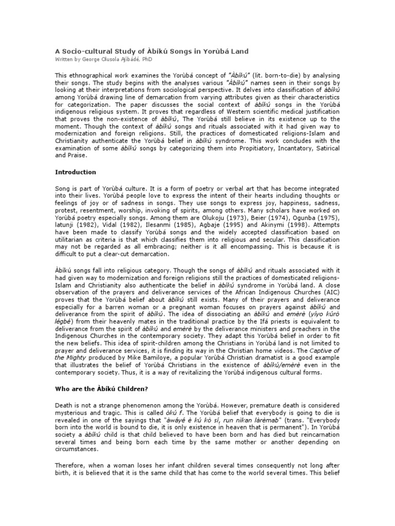 Abiku | PDF | Witchcraft | Rituals