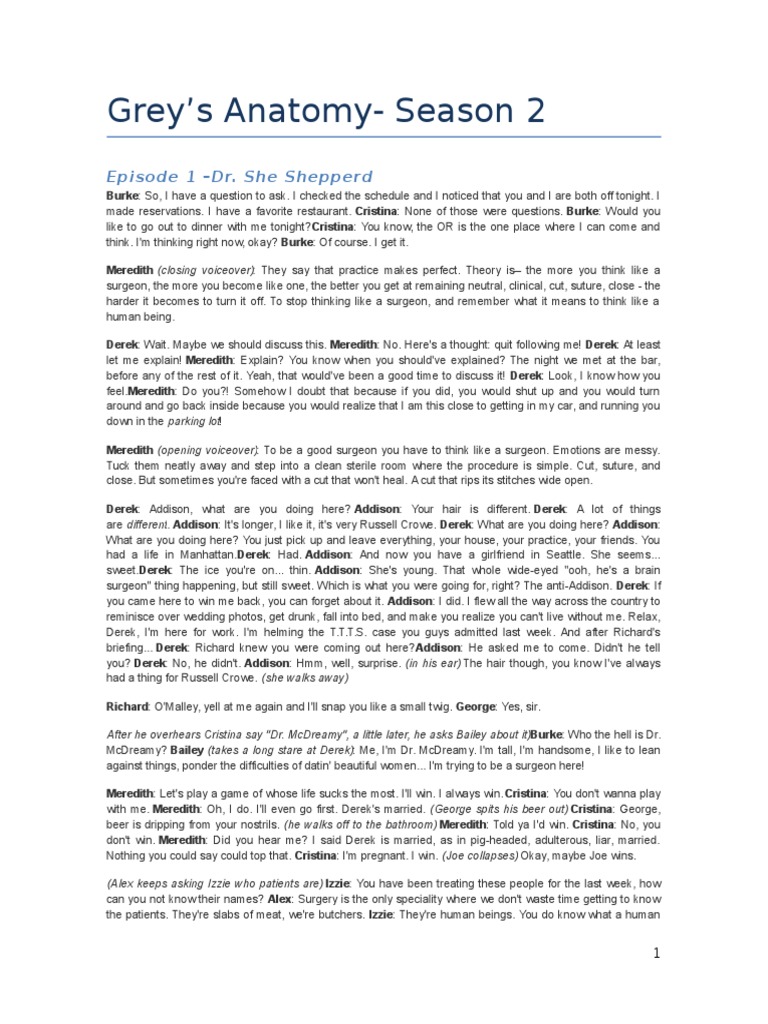 Grey's Anatomy Quotes - Season 2 | PDF | Medicine | Wellness