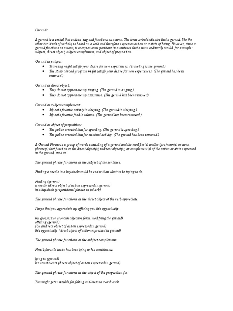 Understanding Gerunds and Tenses | PDF | Résumé | Verb