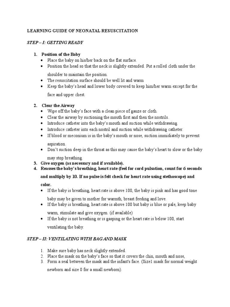 Procedure of Neonatal Resuscitation | PDF | Infants | Cardiopulmonary ...