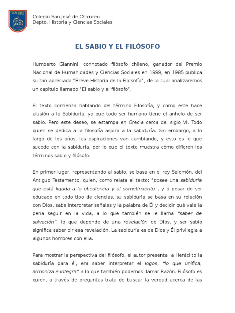 EL SABIO Y EL FILÓSOFO reseña | PDF | Conocimiento | Sabiduría