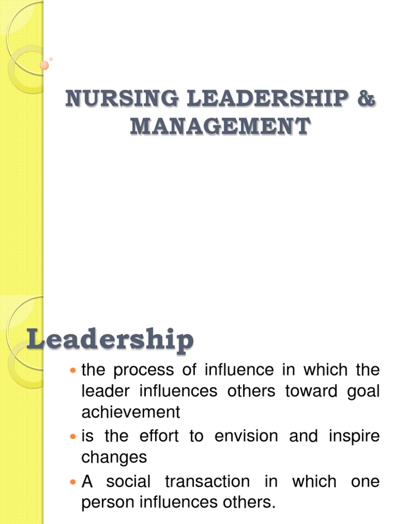 Nursing Leadership and Management | PDF | Leadership | Power (Social ...