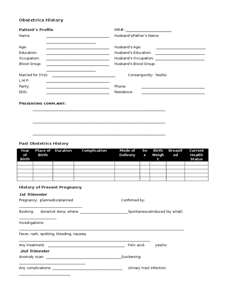 Obstetrics History + Examination | PDF | Obstetrics | Pregnancy