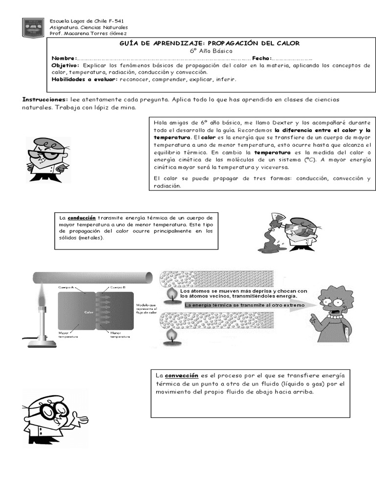 Guia de Propagacion Del Calor 6 | Calor | Conduccion termica