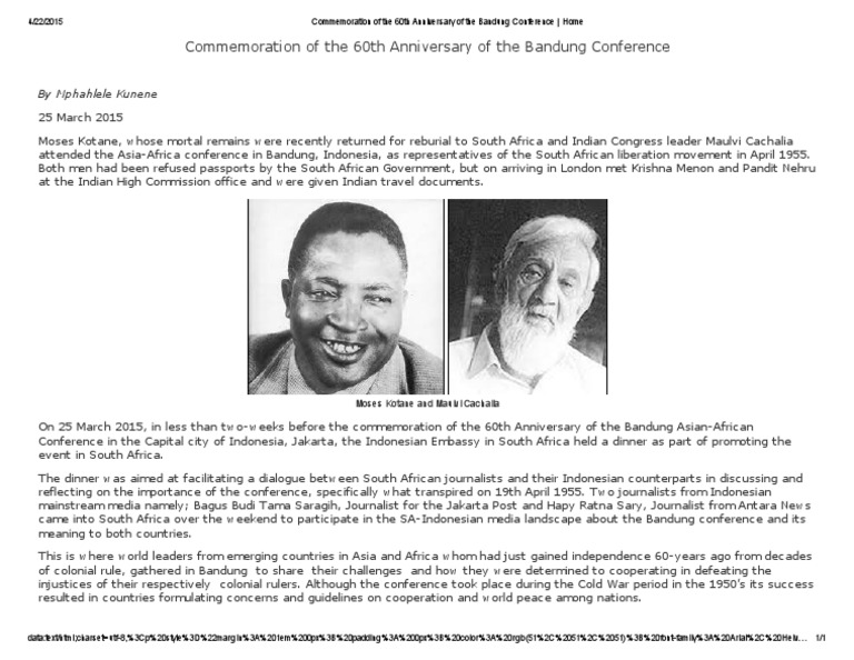 Bandung Conference 60th Anniversary | PDF
