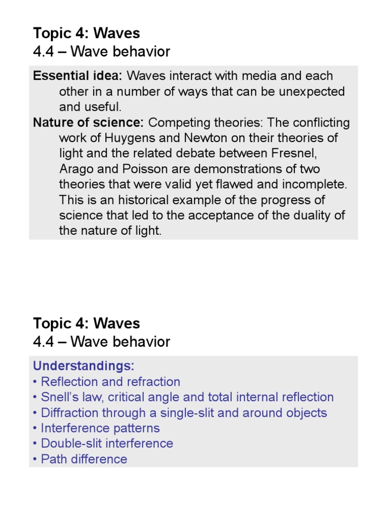Wave Behavior: Reflection and Refraction | PDF | Diffraction | Refraction