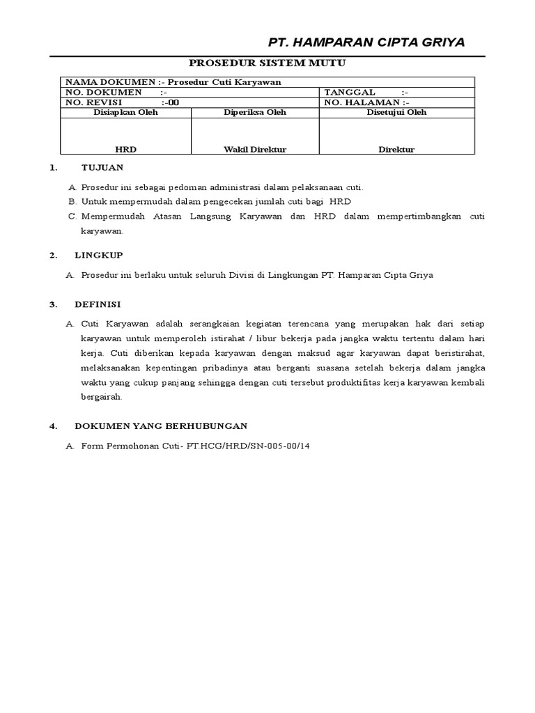 Prosedur Cuti Karyawan | PDF