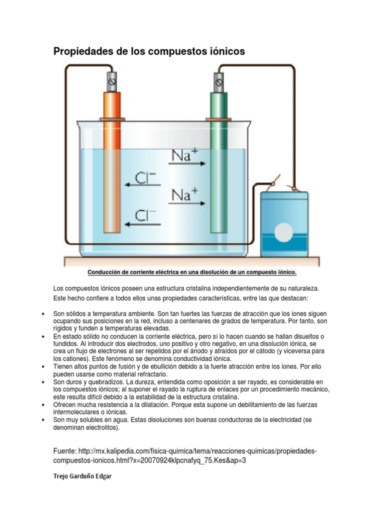 Propiedades de Los Compuestos Iónicos PDF | PDF | Ion | Resistividad ...