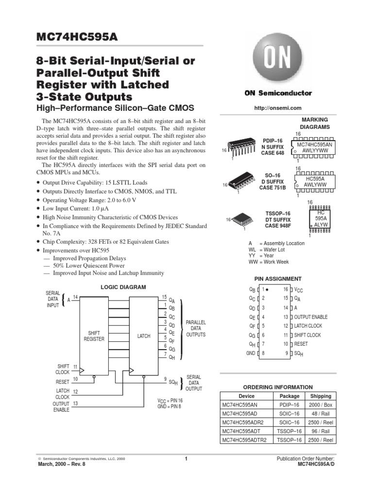 Datasheet 74595 | Cmos | Computer Engineering