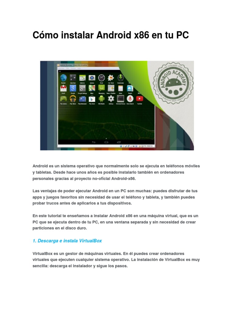 Cómo Instalar Android x86 en Tu PC | PDF | Android (sistema operativo ...